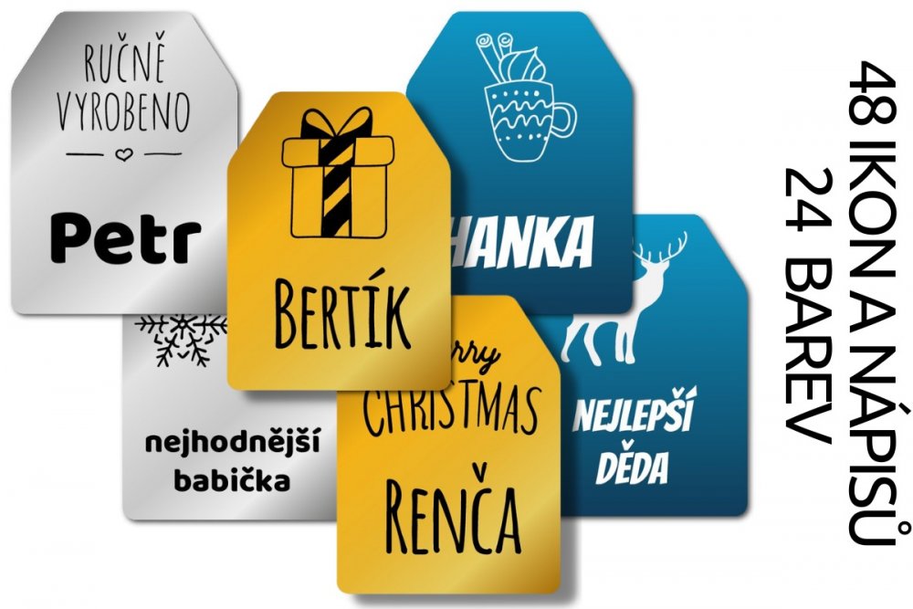 Vánoční jmenovky na dárky, sada GIFT 32x43mm (16ks) - Mylabels.cz ...