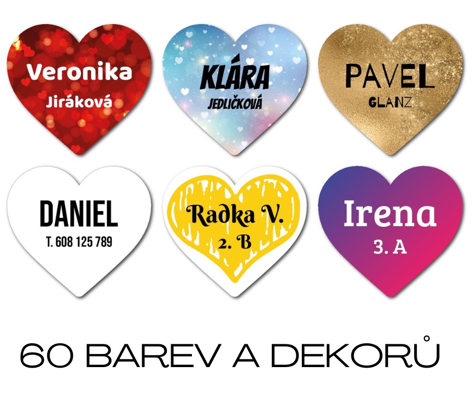 SRDÍČKO jmenovka 31x28mm (24ks) - Mylabels.cz - vytvořte si originální ...